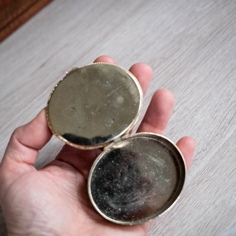 Gold Pill Box Vintage Metal Pill Holder Tiny Trinket Box - Etsy