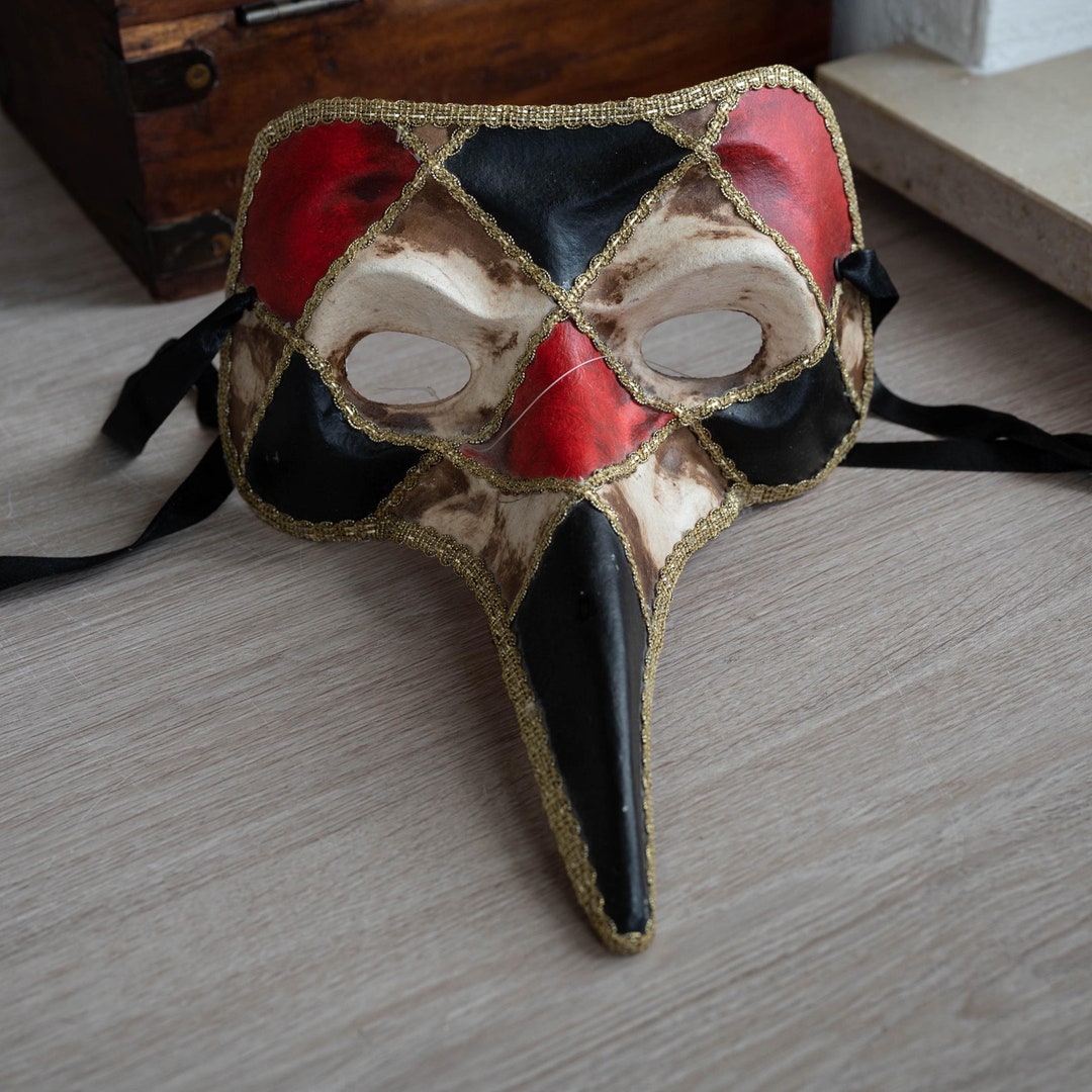 Venice Paper Mache Mask Antique Masquerade the Plague Doctor Handmade ...