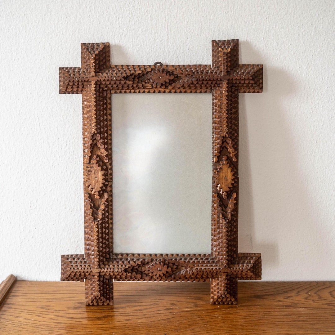 Tramp Art Photo Frame Antique German Folk Art Hand Carved Rustic ...