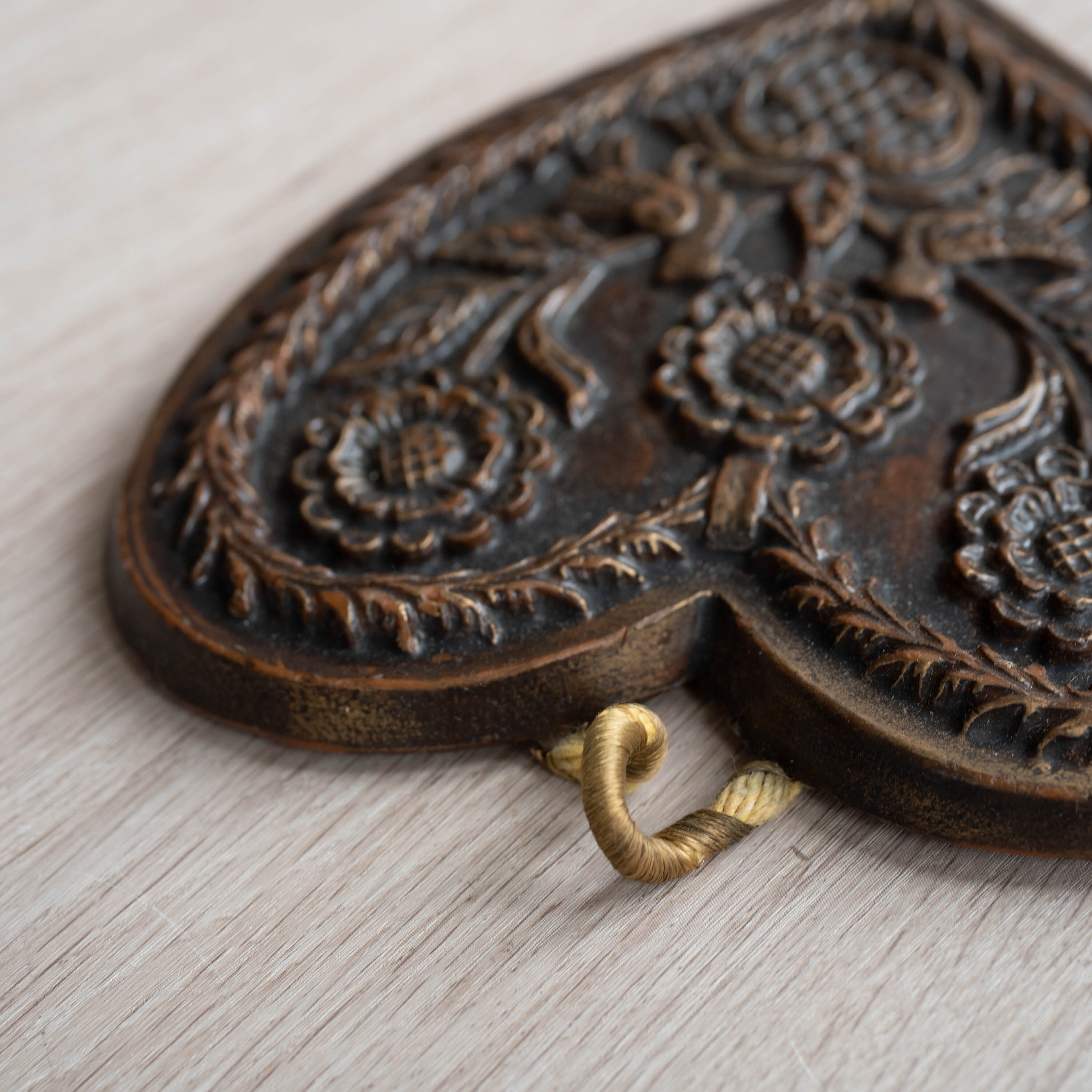 Heart Wall Art Vintage German Wax Art Carved Molded Wax Relief ...