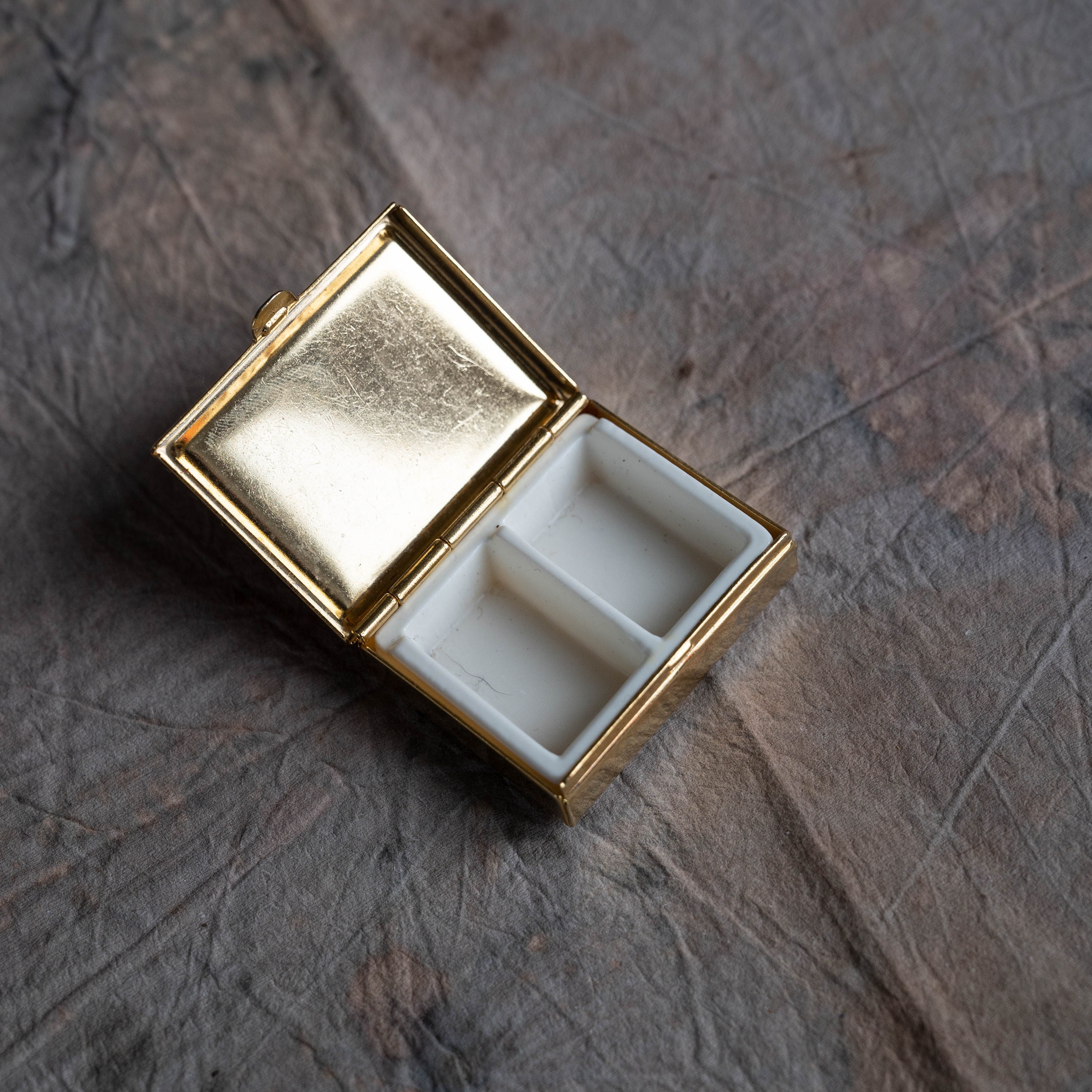 Gold Pill Box Vintage Metal Pill Holder Tiny Trinket Box - Etsy