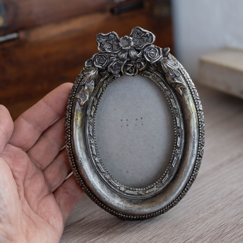 Baroque Photo Frame Silver Tone Sculptural Tabletop or Wall Decor ...