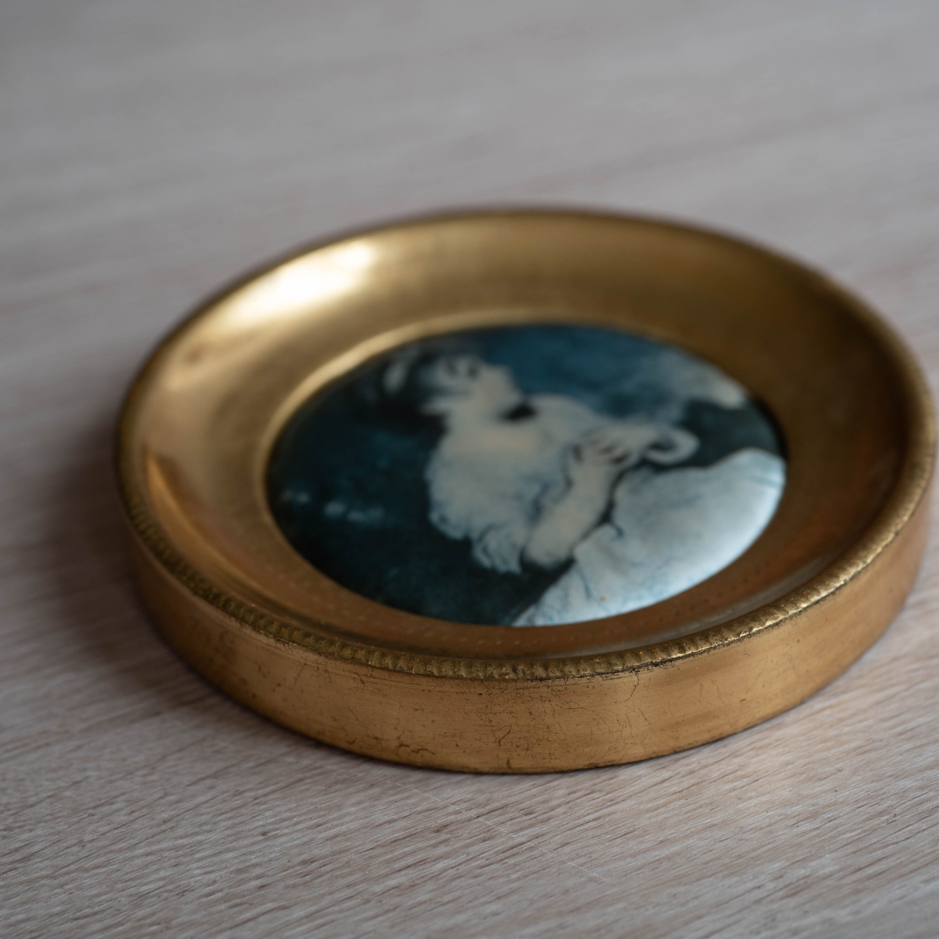 Round Gold Frame With Silk Portrait Vintage Italian Florentine Circular ...