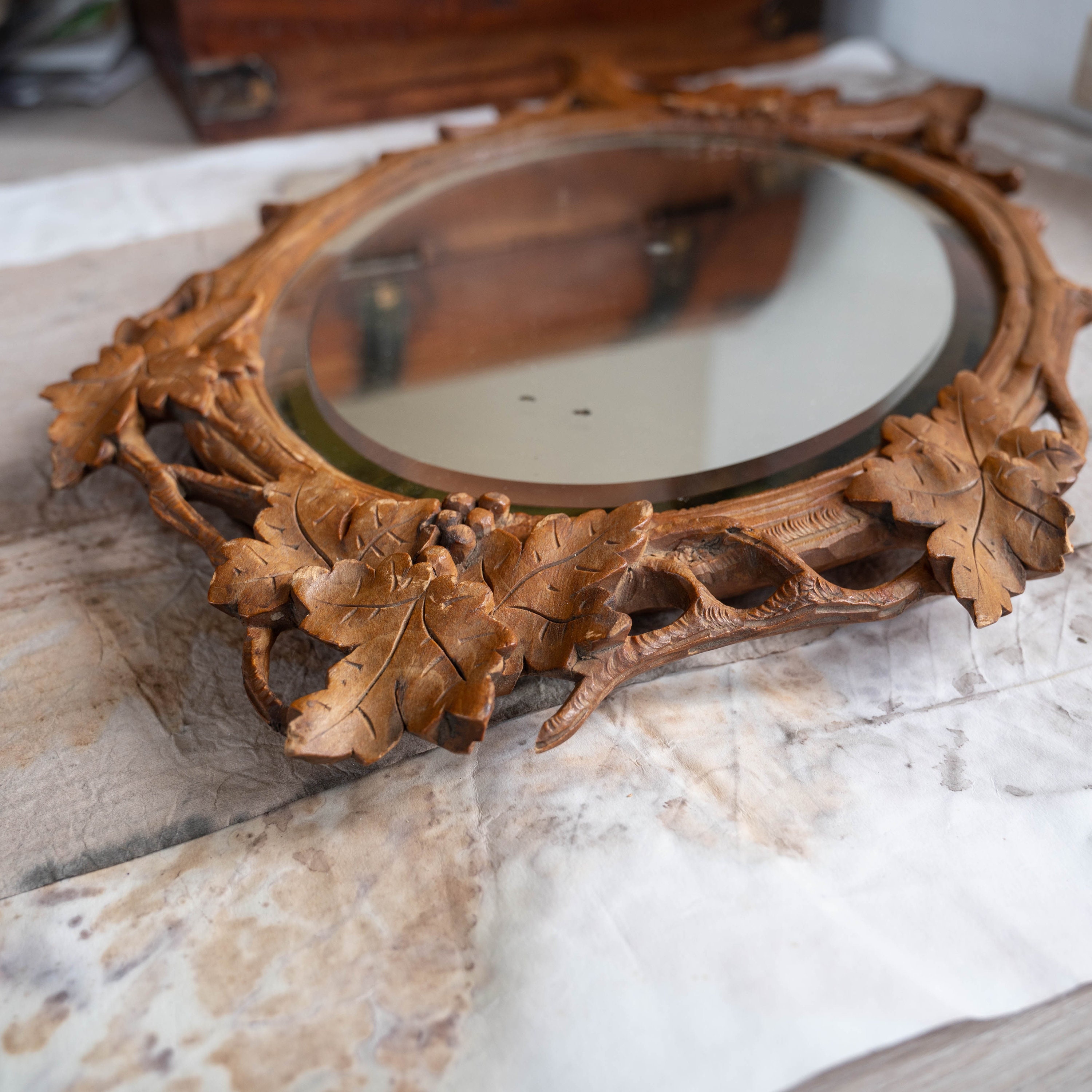 Black Forest Mirror Antique Oval Mirror in Andirondack Frame - Etsy
