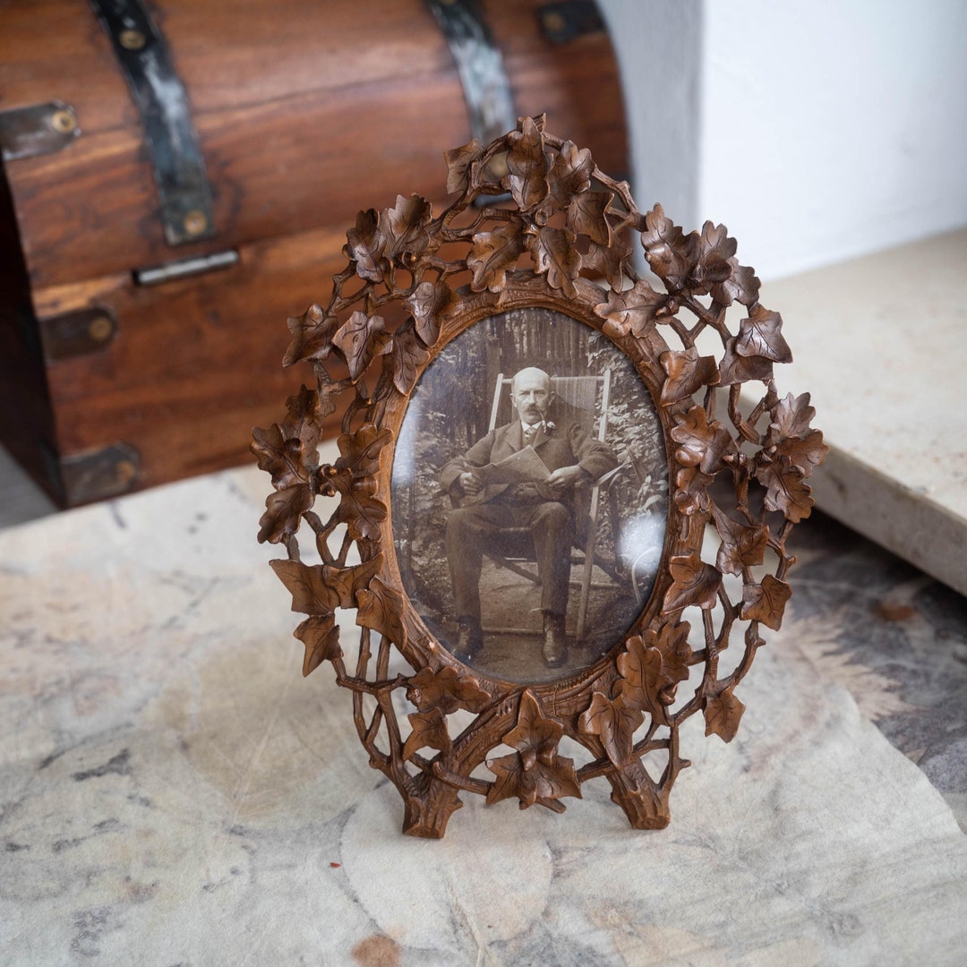 Black Forest Frame - Carved Wood Frame Oak Leaves - Folk Art Adirondack ...