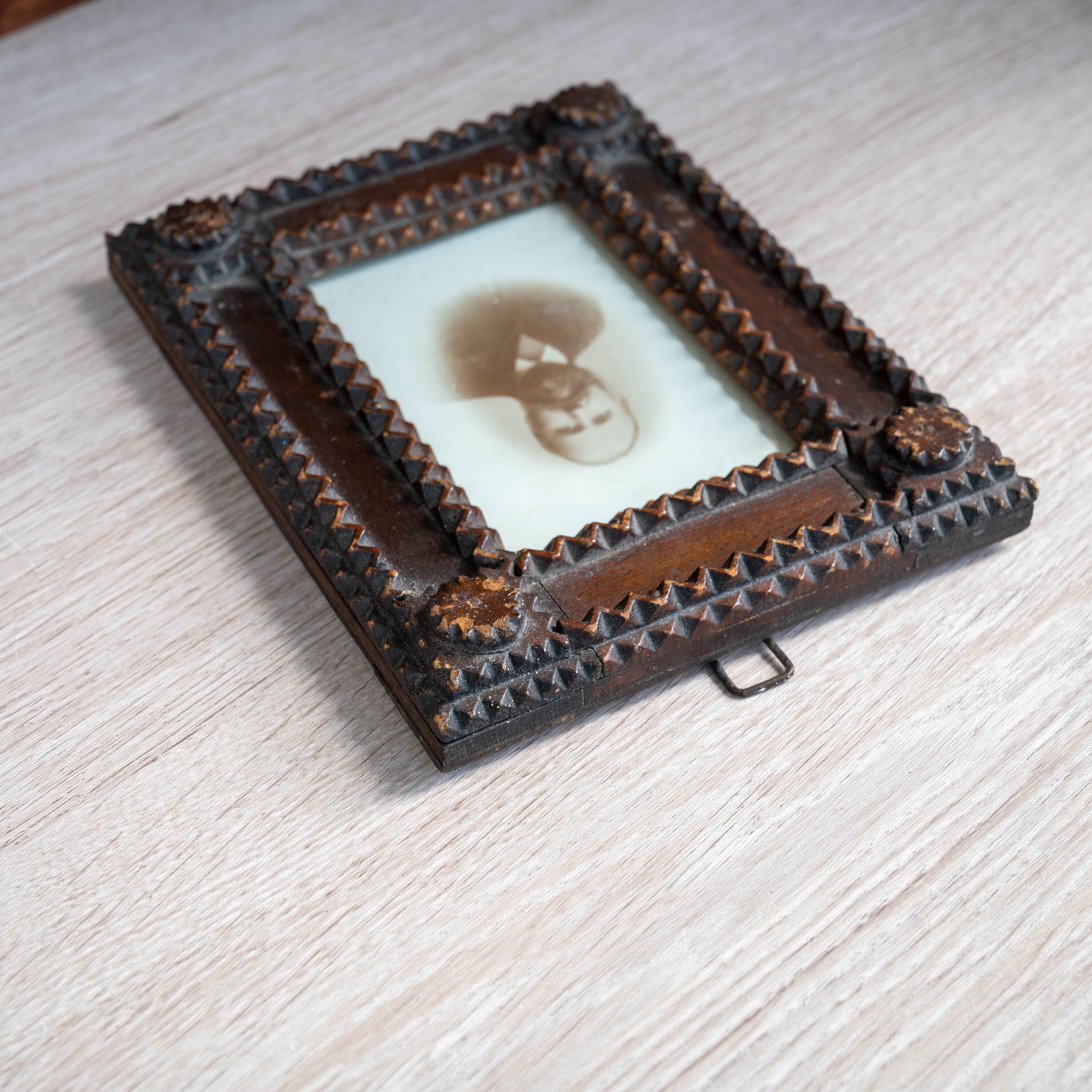 Small Tramp Art Frame Antique Carved Wood Photo Frame German - Etsy