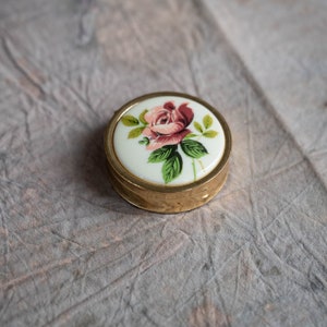 Porcelain Pill Box Vintage Metal Pill Holder Tiny Enamel Trinket Box - Etsy