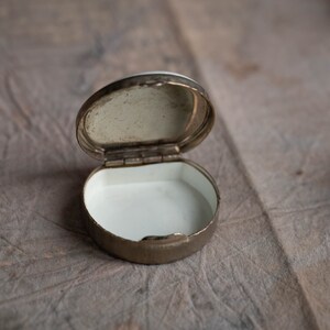 Porcelain Pill Box Vintage Metal Pill Holder Tiny Enamel Trinket Box - Etsy