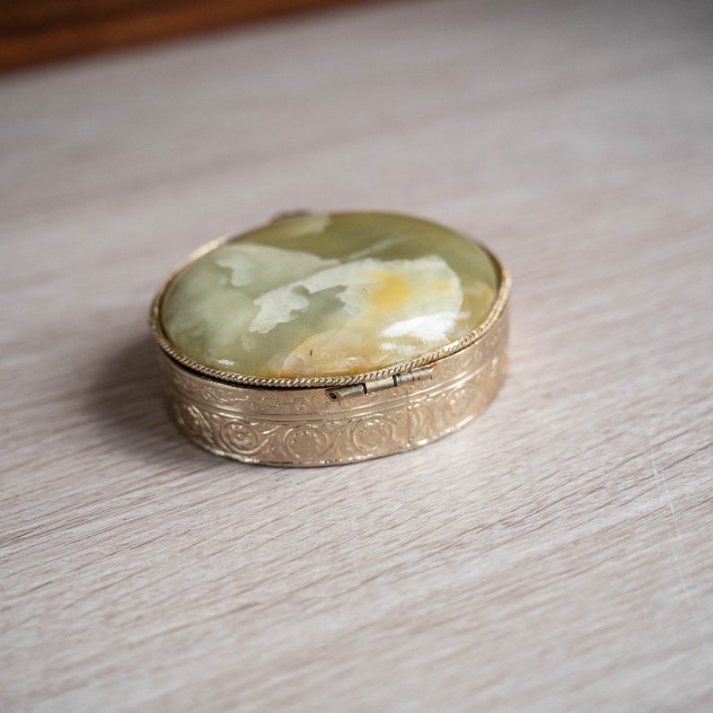 Gold Pill Box Vintage Metal Pill Holder Tiny Trinket Box - Etsy