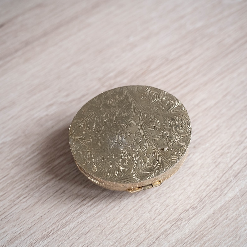 Gold Pill Box Vintage Metal Pill Holder Tiny Trinket Box - Etsy