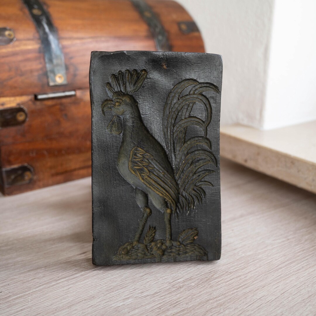 Wax Art Rooster, Pheasant, Bird Motif - Vintage Folk Art Mold - Carved ...