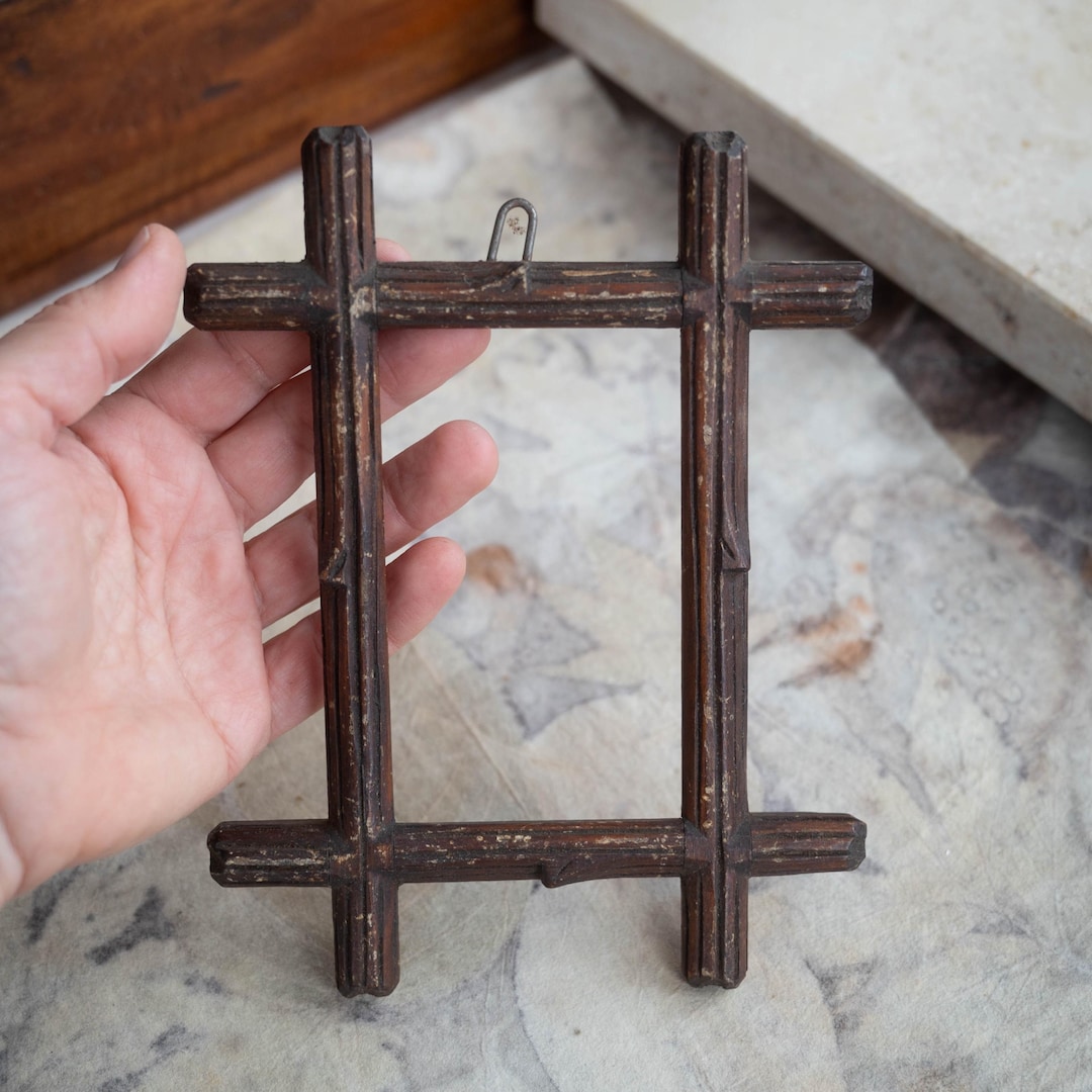 Antique Adirondack Frame - Carved Wood Frame - Criss Cross Rustic Photo ...