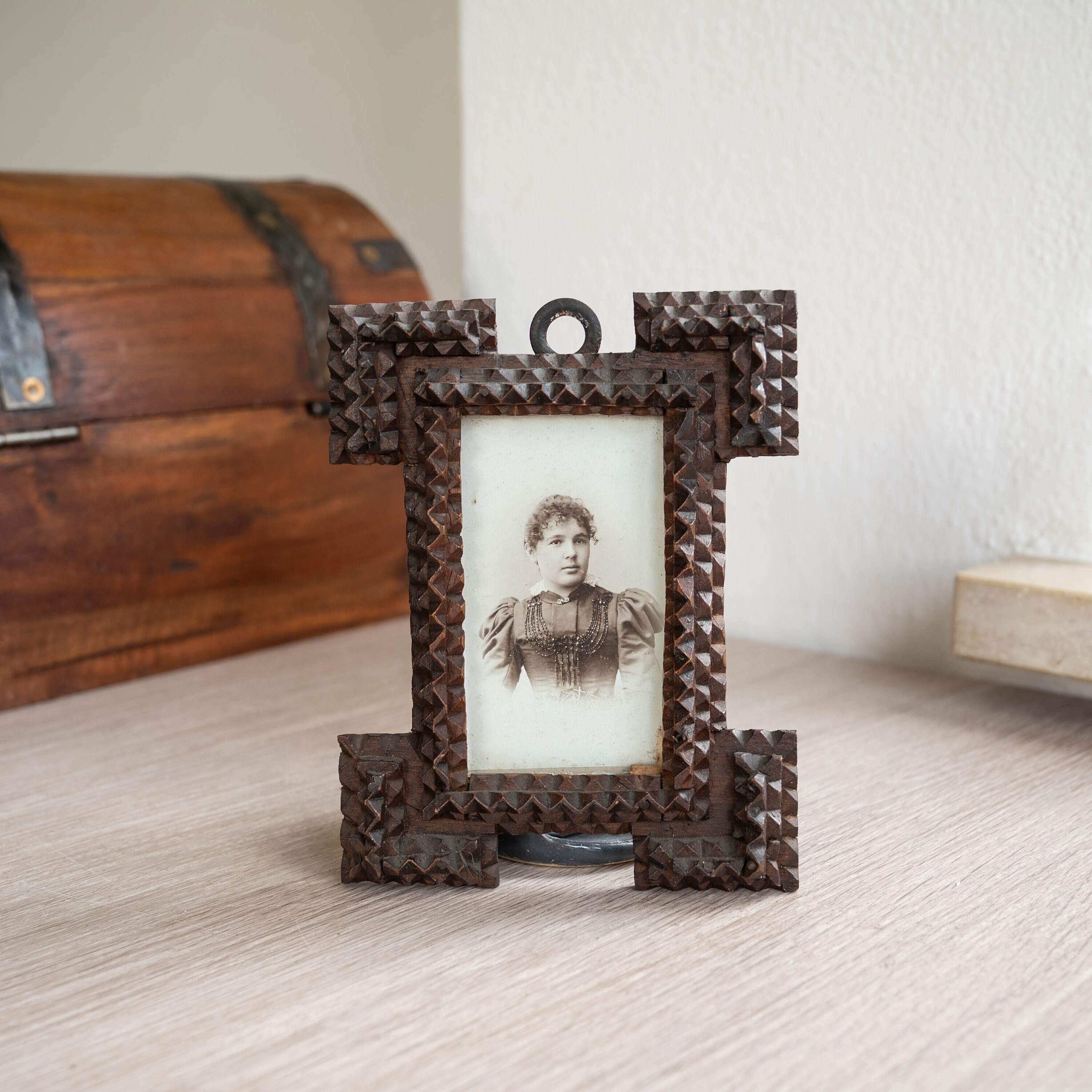 Antique Tramp Art Frame Wooden Folk Art Small Rustic Frame - Etsy