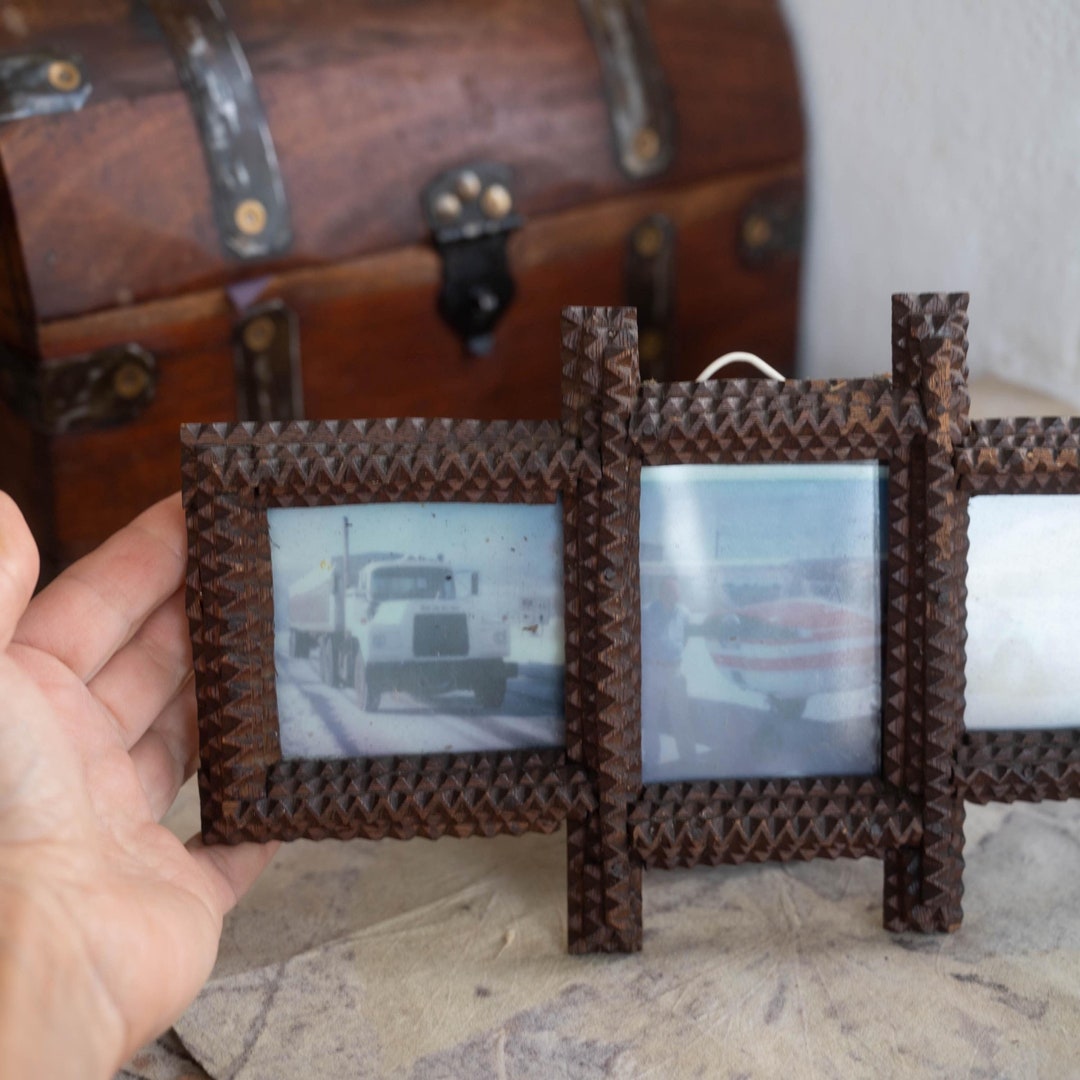 Triple Tramp Art Frame - Hand Carved Wood Photo Frame for Wall Hanging ...