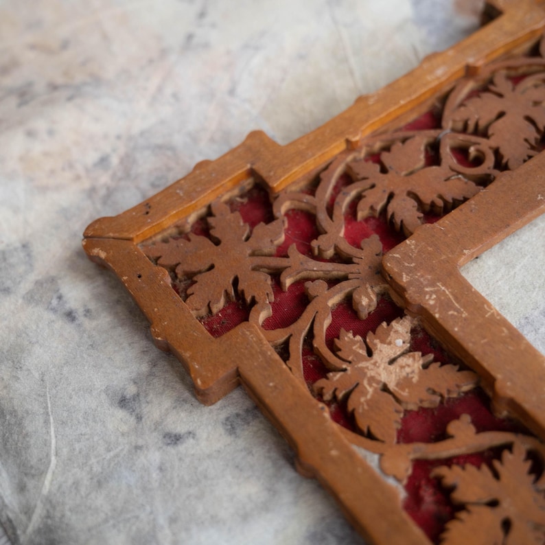 Hand Carved Wood Frame - Antique Folk Art - Filigree Wooden Picture ...