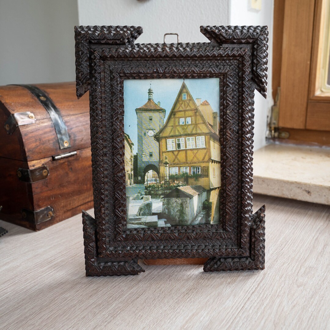 Tramp Art Frame Antique Folk Art Layered Carved Wood Frame - Etsy