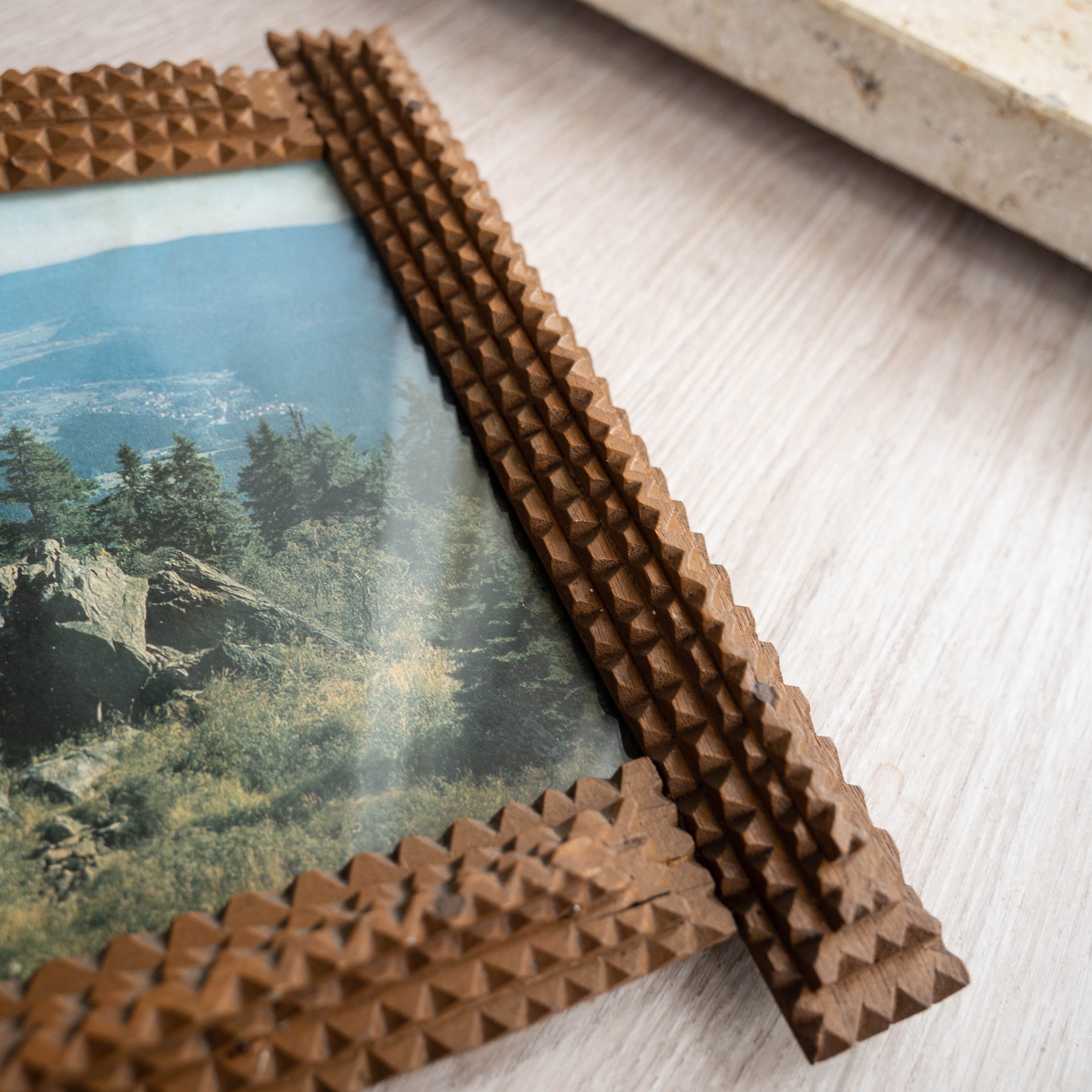 Tramp Art Frame Layered Wood Wall Frame Antique Hand Carved - Etsy