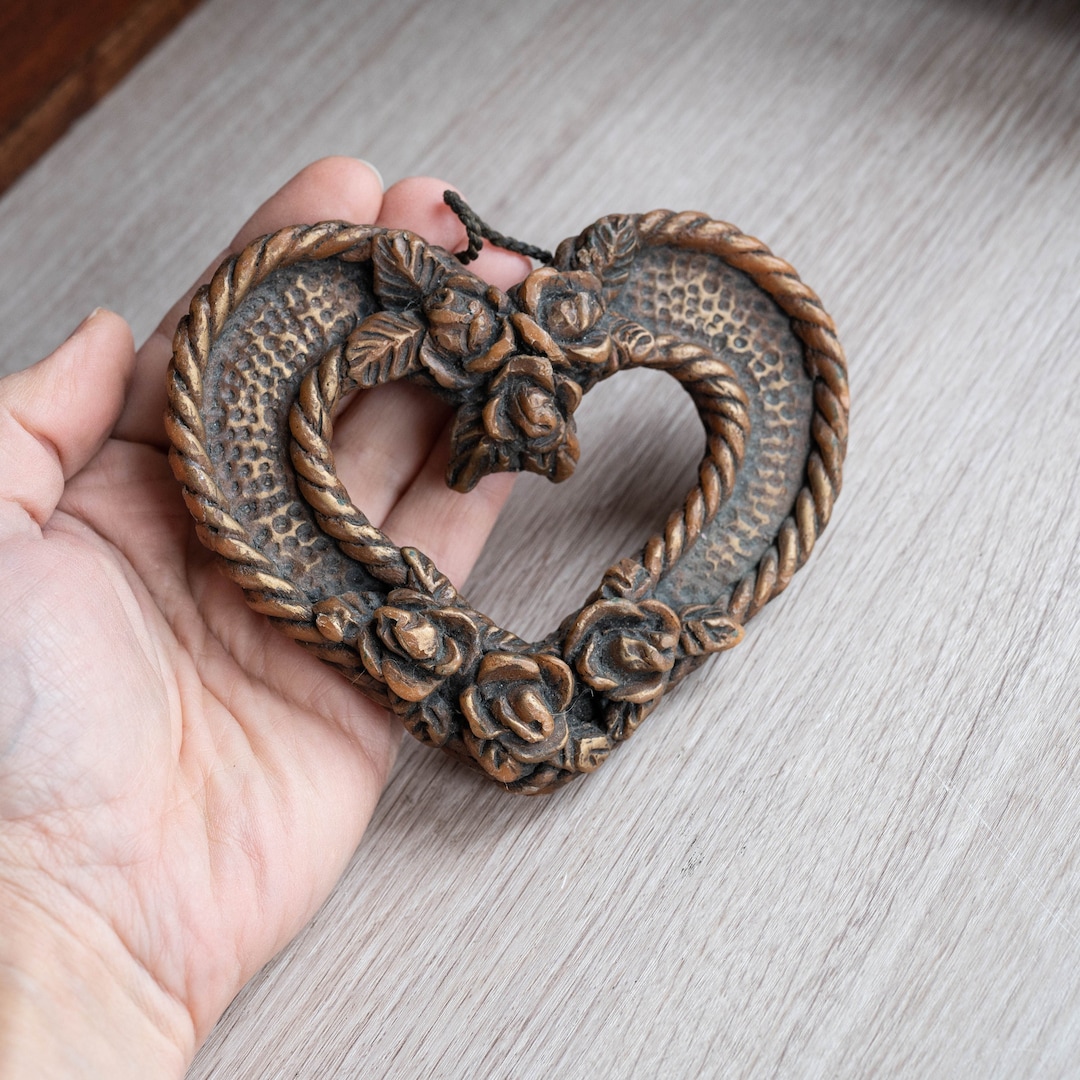 Heart Wall Art Vintage German Wax Art Carved Molded Wax Relief - Etsy