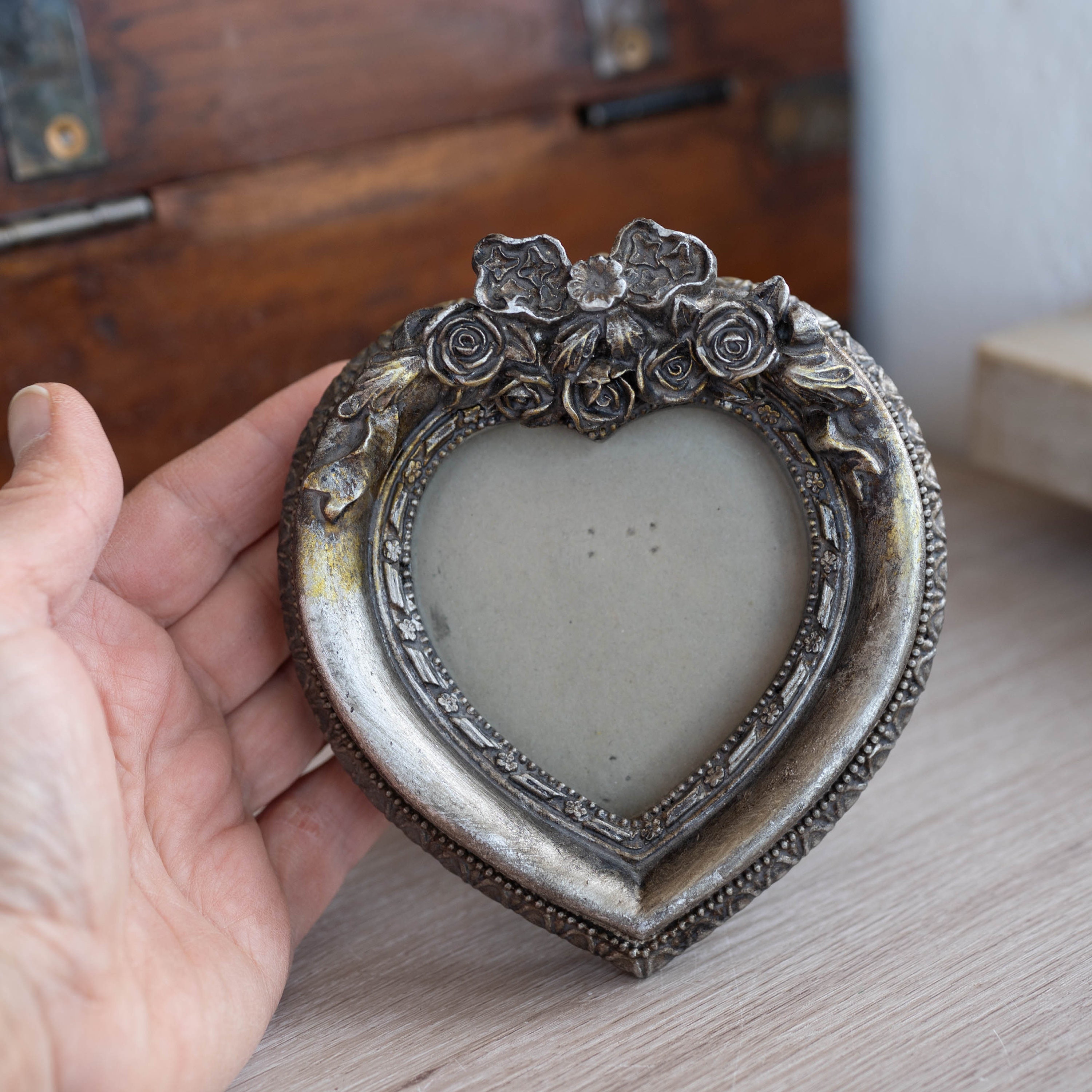 Baroque Photo Frame Silver Tone Sculptural Tabletop or Wall Decor ...