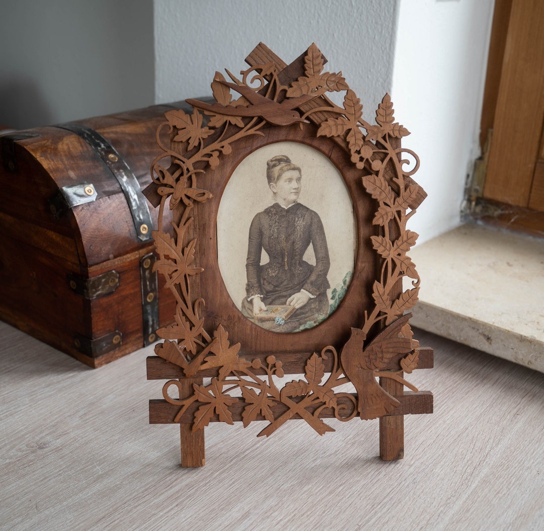 Hand Carved Wood Frame Art Nouveau Photo Frame Antique Filigree ...
