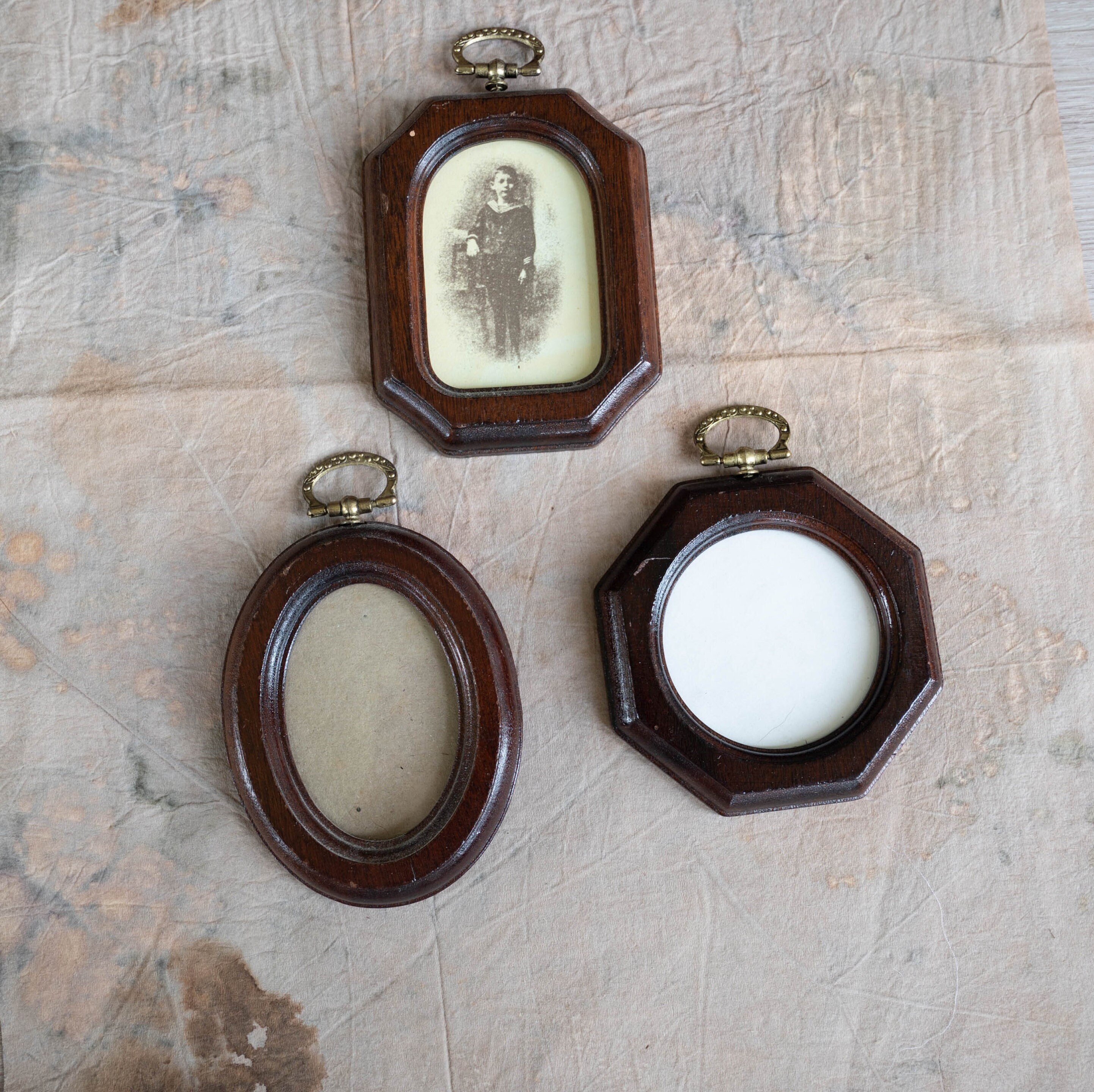 SET of 3 Small Photo Frames Antique Wall Picture Frames Boho Room Decor ...