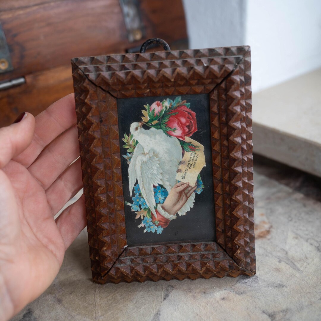 Layered Wood Frame Antique Carved Wooden Frame Tramp Art Wall Decor - Etsy