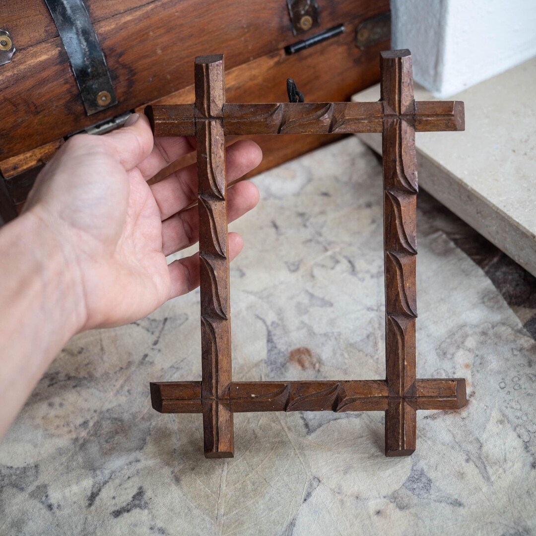 Adirondack Frame Tramp Art Black Forest Frame for Wall Hanging Antique ...