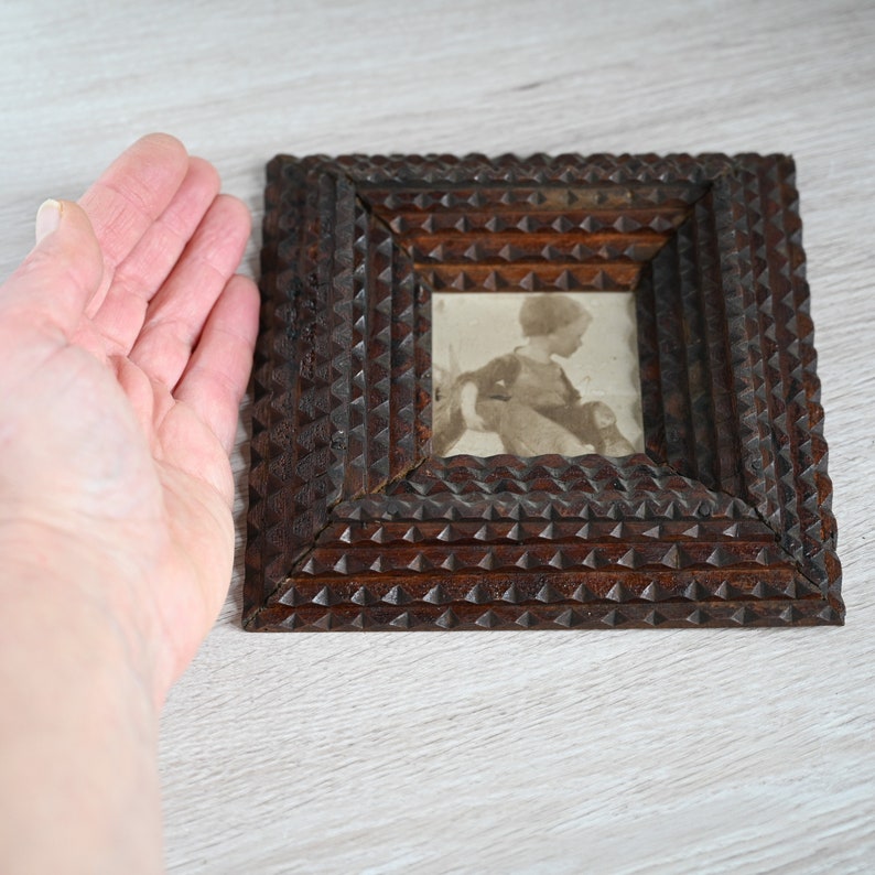 Victorian Portrait Framed Tramp Art Frame Antique Carved Wood - Etsy