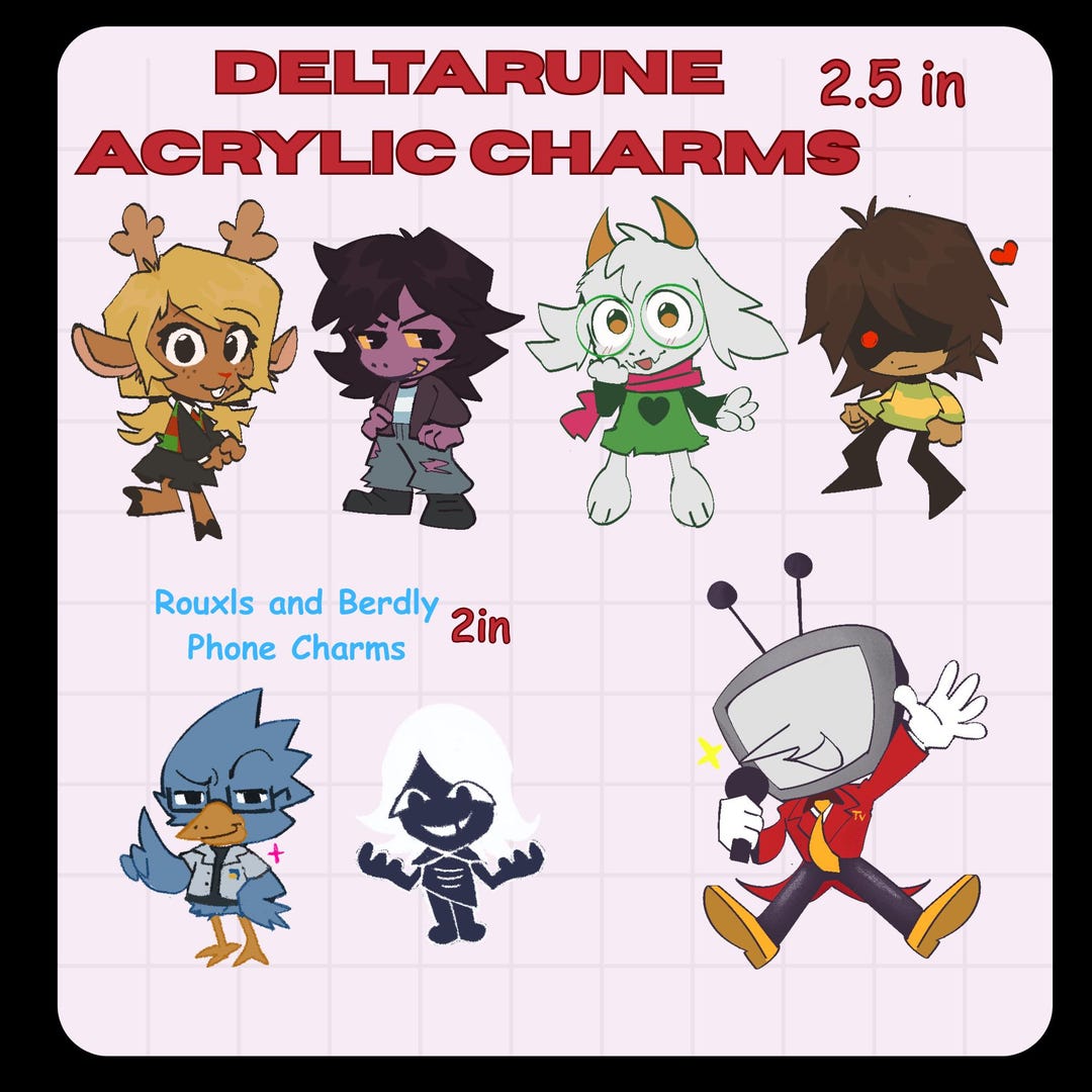 Deltarune Acrylic Charms Kris, Noelle, Susie, Ralsei, Tenna, Berdly and Rouxls - Etsy
