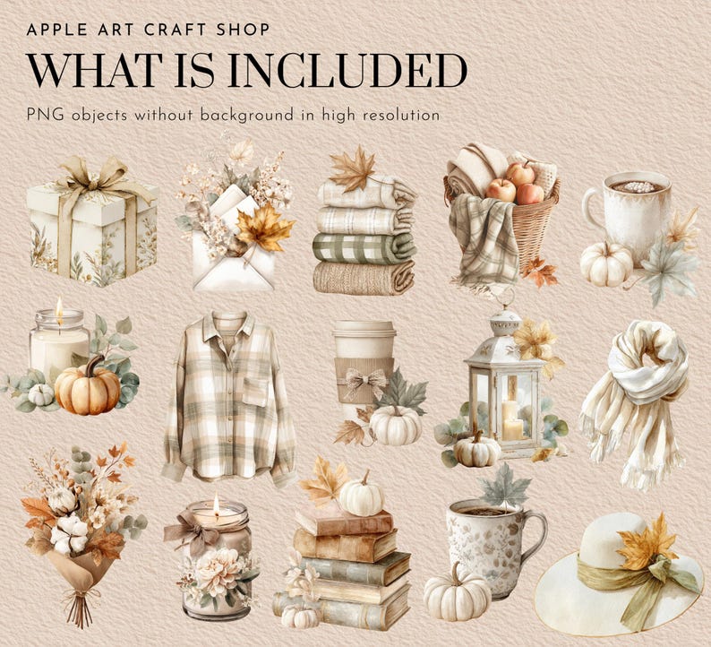 Watercolor Fall Clipart Bundle, Cozy Autumn PNG (digital Download) - Etsy