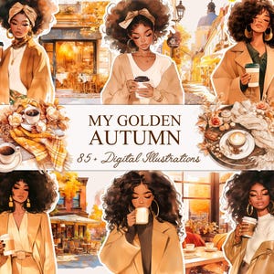 Watercolor Coffee Clipart Bundle, Fall Clipart, Girl With Coffee ...