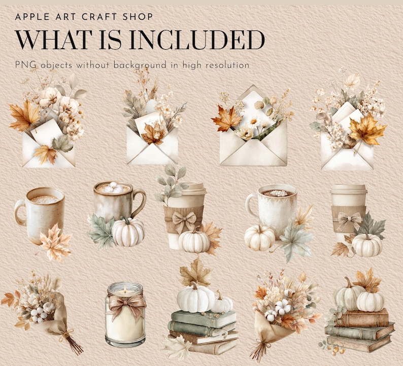 Watercolor Fall Clipart Bundle, Cozy Autumn PNG (digital Download) - Etsy