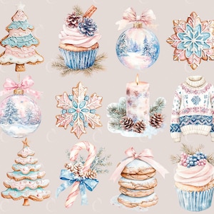 Cozy Winter Clipart, Watercolor Neutral Winter Bundle, Winter Cabin ...