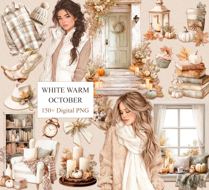 Watercolor Fall Clipart Bundle, Cozy Autumn PNG (digital Download) - Etsy