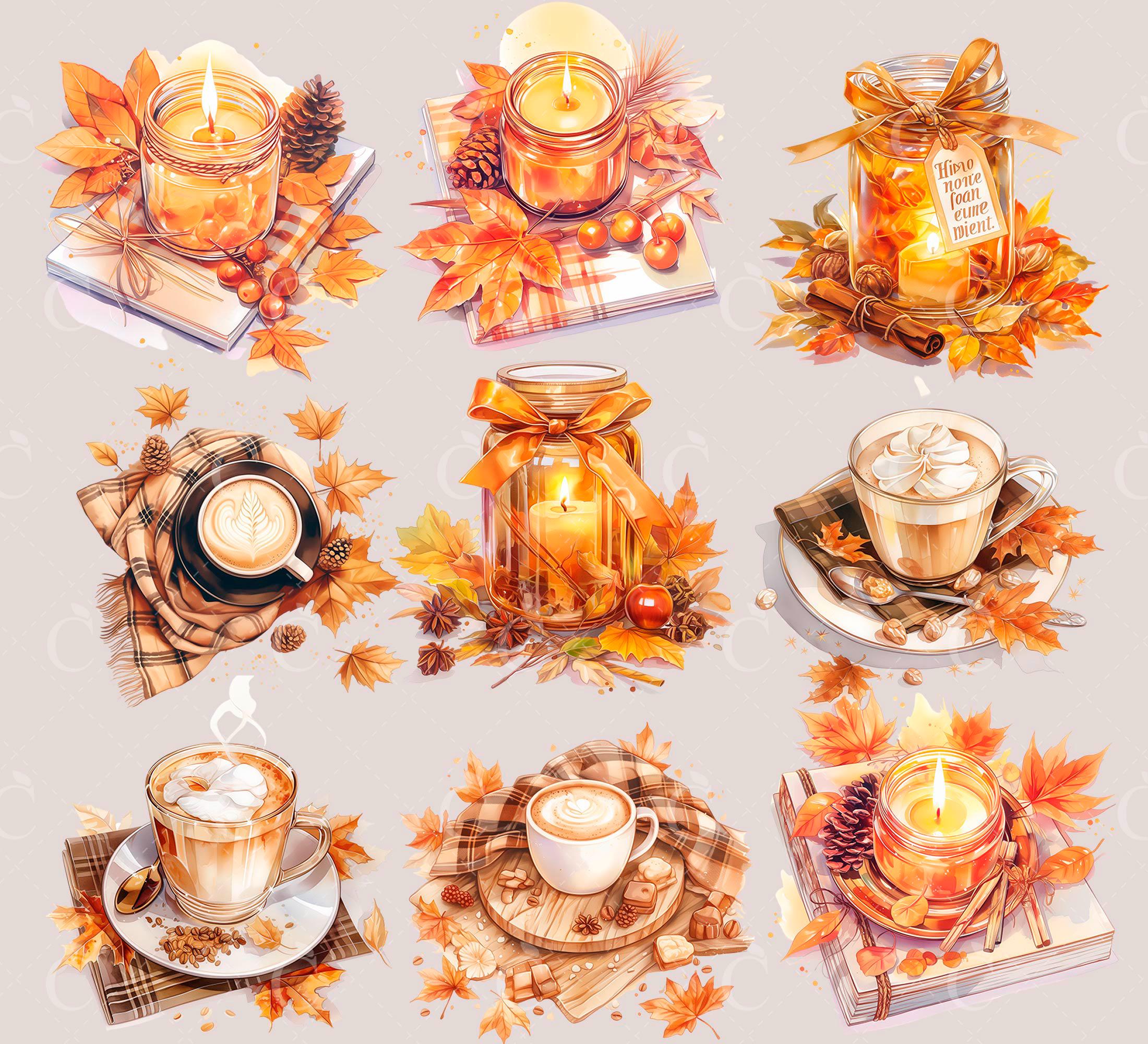 Watercolor Autumn Clipart Bundle, Fall Clipart, Girl With Coffee,cozy ...