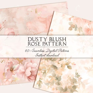 Watercolor Clipart Seamless Pattern Shabby Chic Roses Dusty Blush Roses ...