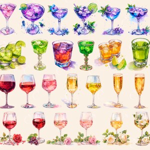 Watercolor Cocktail Clipart, Watercolor Signature Drink Menu, Printable ...