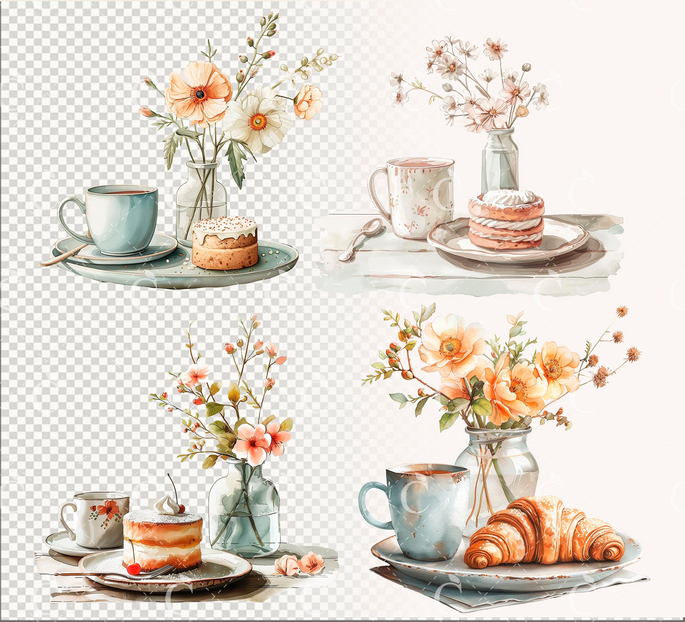 Watercolor Coffee Clipart Bundle, Coffee Lover, Girl With Coffee ...
