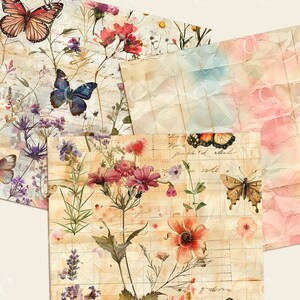 Vintage Floral Paper Seamless Pattern Watercolor Wildflowers Printable ...