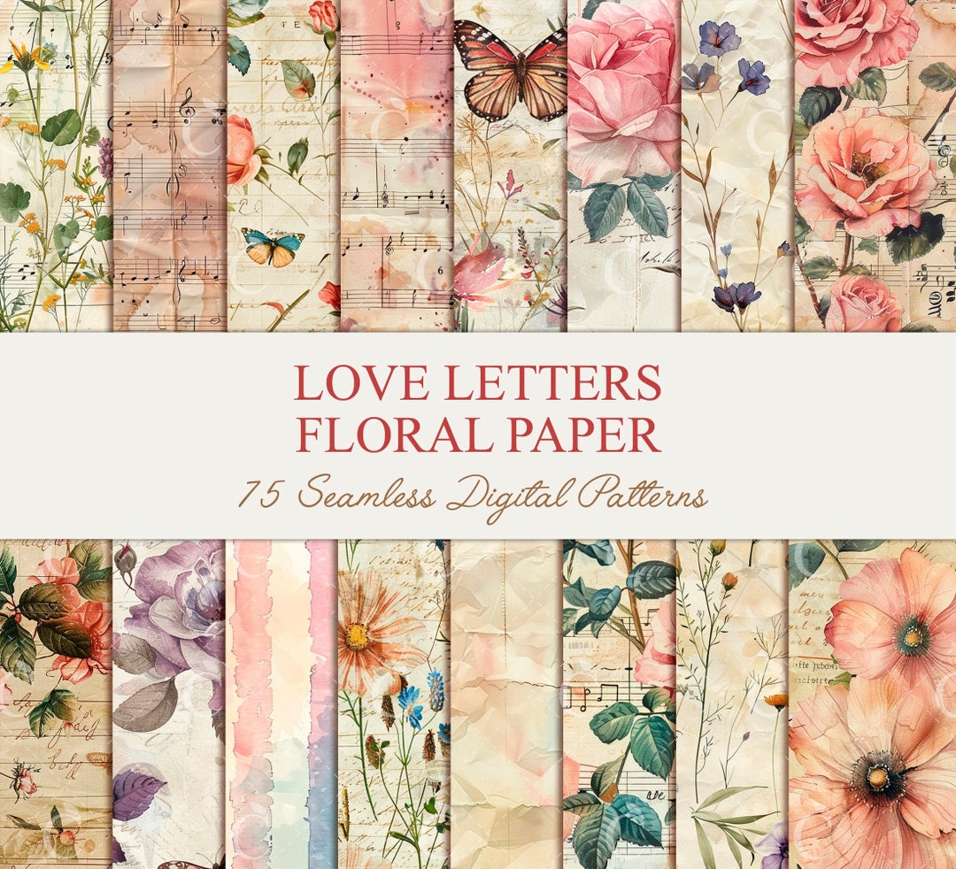 Vintage Floral Paper Seamless Pattern Watercolor Wildflowers Printable ...