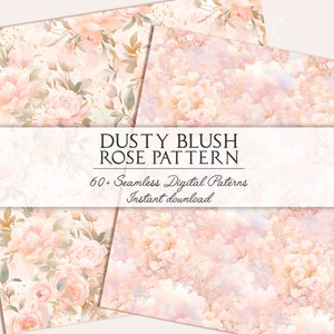Watercolor Clipart Seamless Pattern Shabby Chic Roses Dusty Blush Roses ...