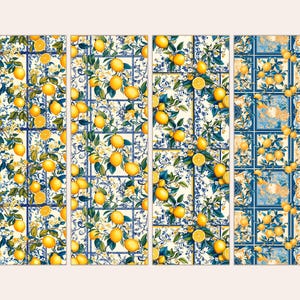 Watercolor Lemon Clipart, Mediterranean Tile Seamless Pattern,summer Clipart, Olives Clipart ...