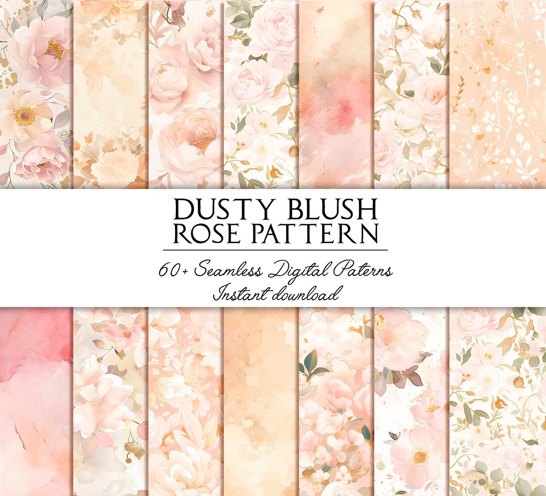 Watercolor Clipart Seamless Pattern Shabby Chic Roses Dusty Blush Roses ...