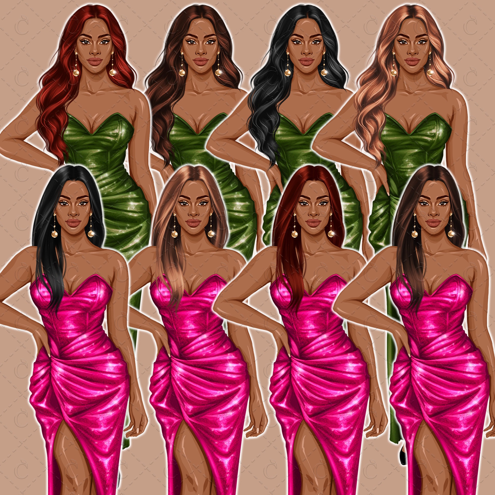 Fashion Clipart Girlblack Girl Clipartblack Woman - Etsy