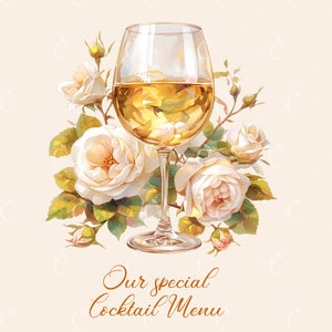 Watercolor Cocktail Clipart, Watercolor Signature Drink Menu, Printable ...