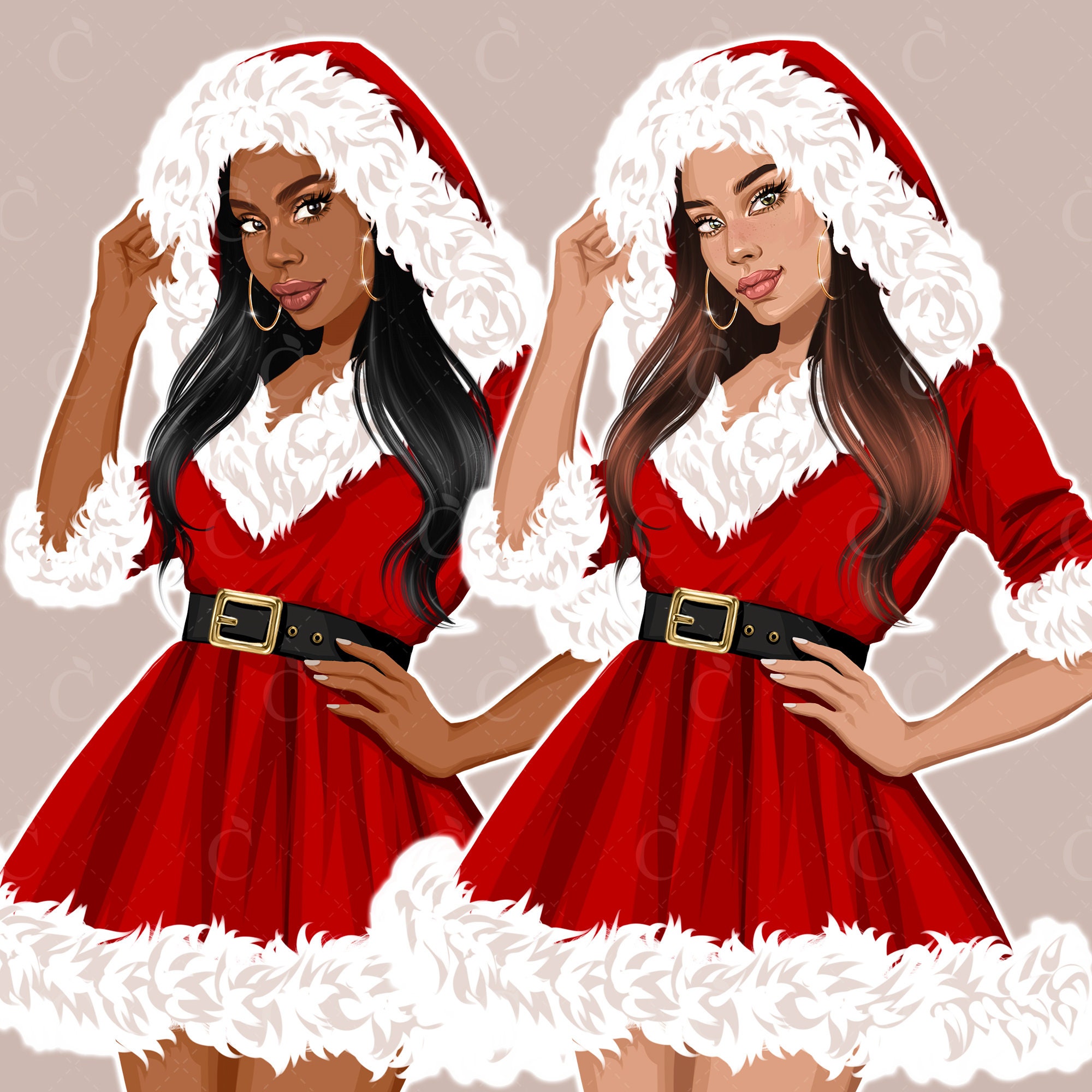 Christmas Girl Clipart Fashion Illustration Girl Clipart - Etsy