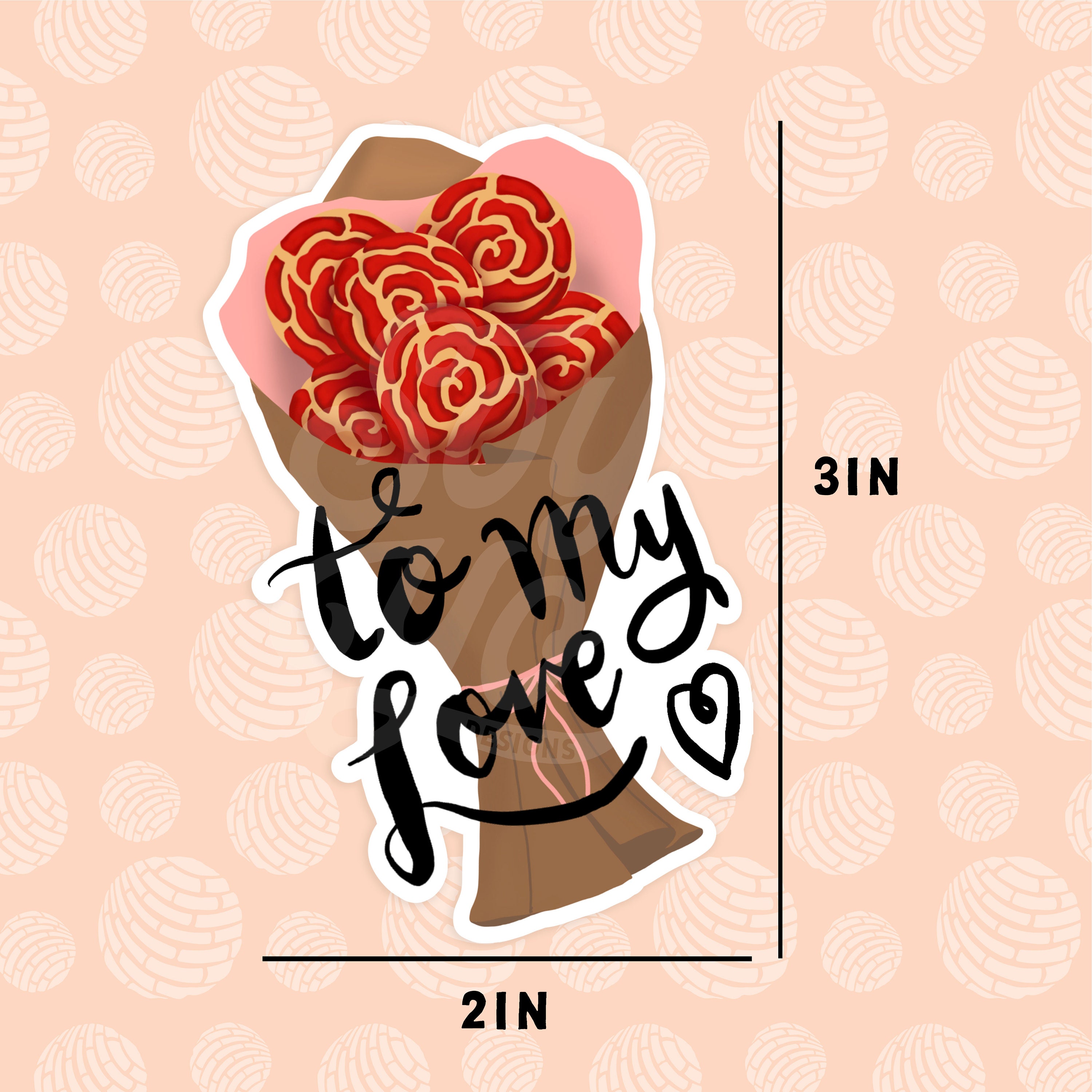 To My Love Concha Red Rose Sticker Concha Flowers Valentine's Day ...