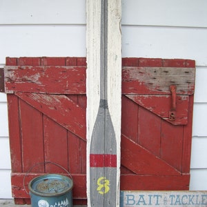 Painted Wood Canoe Paddle Barn Wood Wall Hanging Feather Brand Beach ...