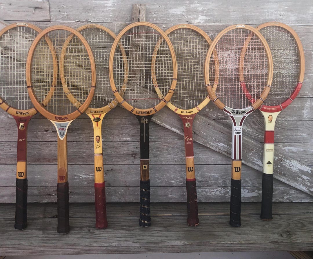 Wood Tennis Racket Wilson Jack Kramer Tony Trabert Chemold Rod Laver ...