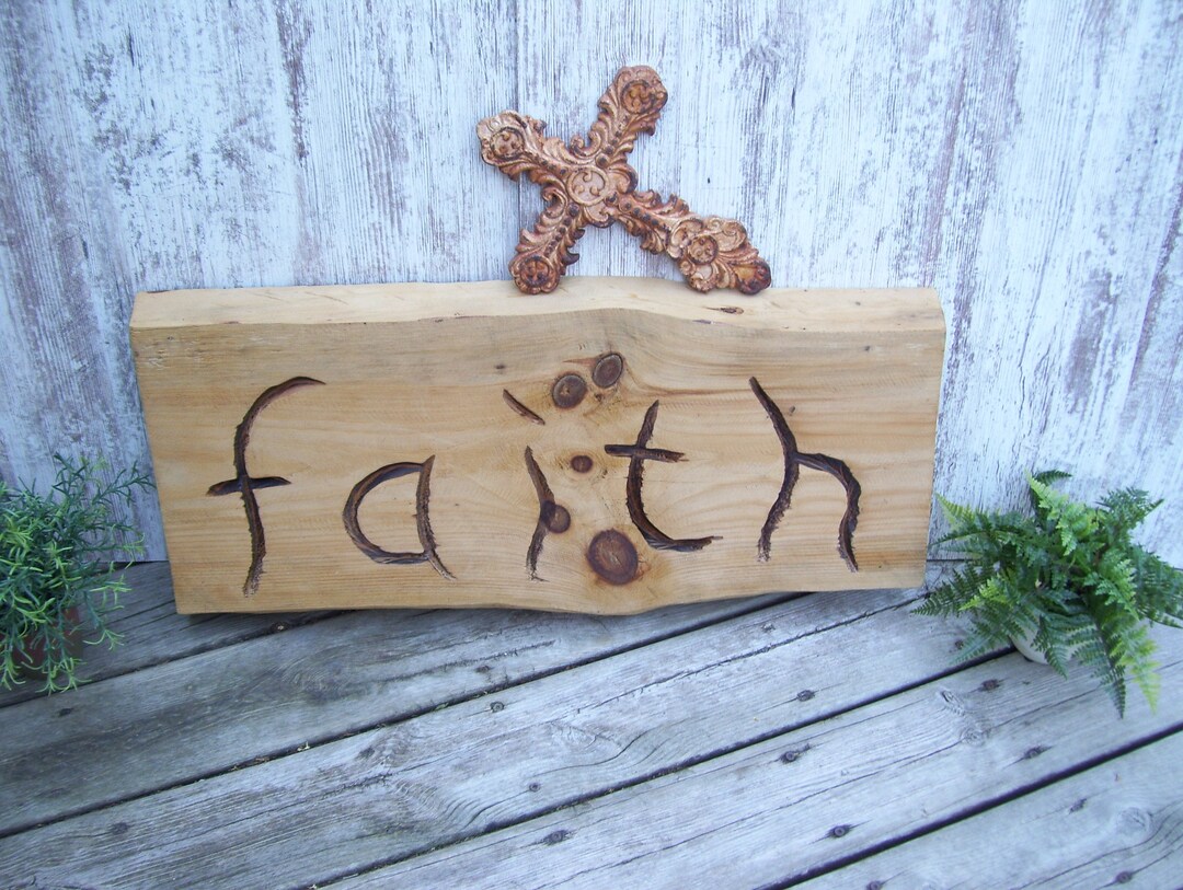 Faith Sign Inspirational Solid Wood Plank Wording Religious Spiritual ...